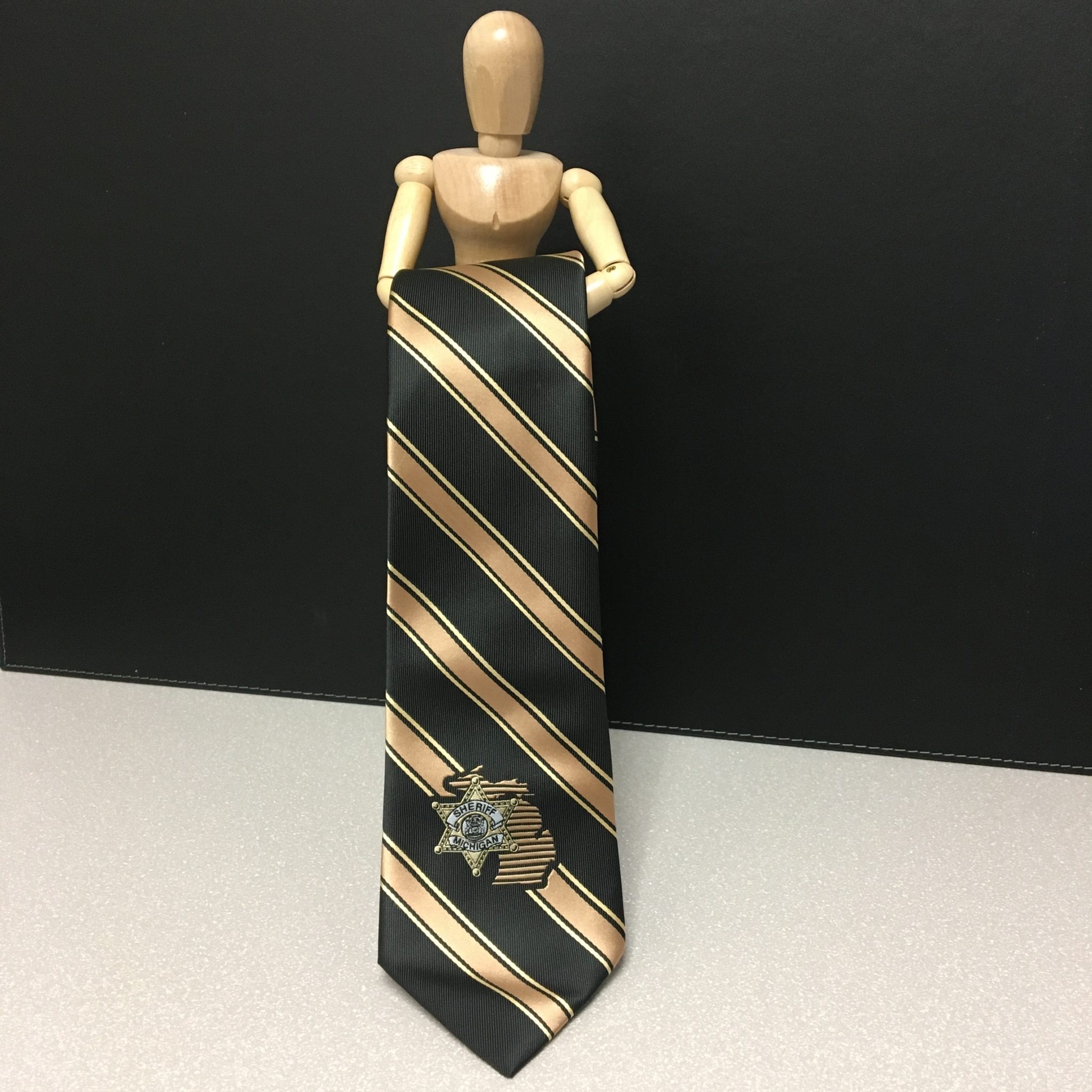 Tie with Black and Gold Stripes | Michigan Sheriffs' Association